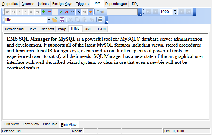Online Documentation for SQL Manager for MySQL | SQLManager